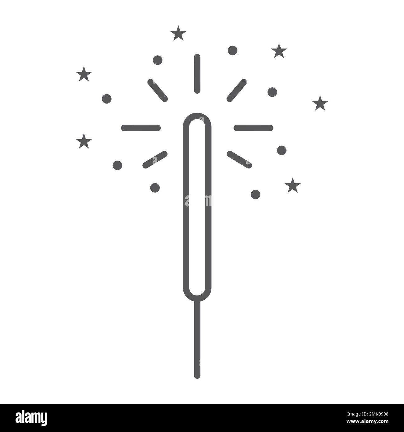 Sparkler thin line icon, celebration and party, bengal light sign ...