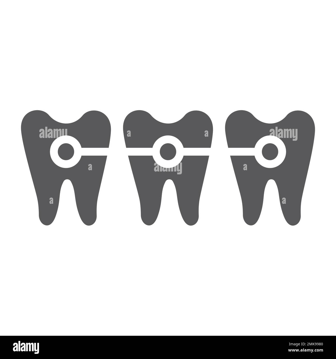 Braces glyph icon, dentist and dental, teeth sign, vector graphics, a ...