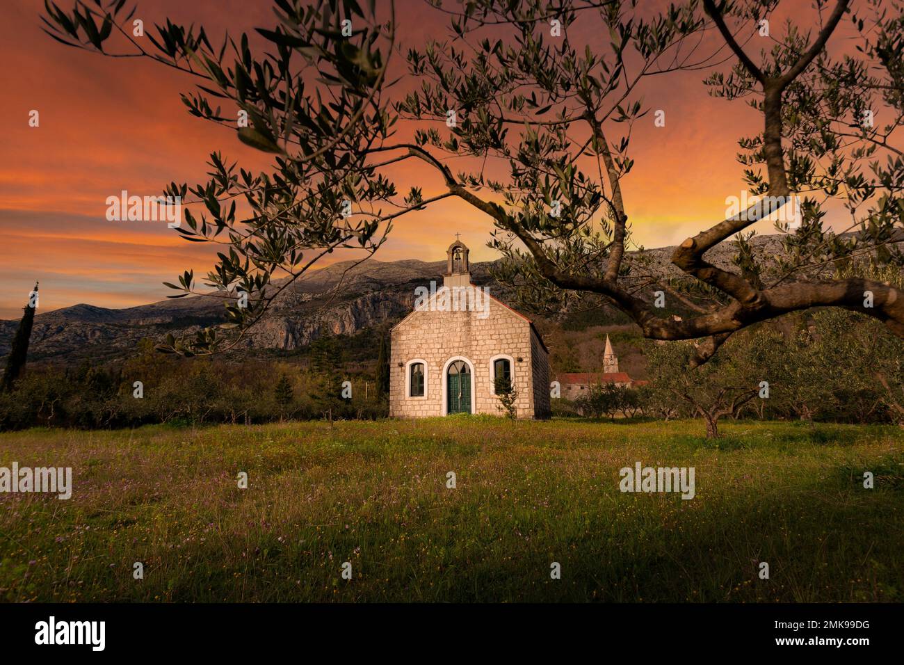 Old church of the Most Holy Trinity in village Pridvorje near Dubrovnik ...