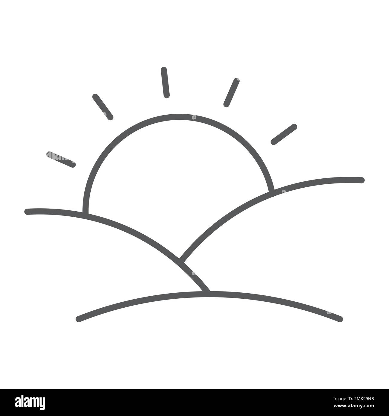 Sunset thin line icon, sun and sunlight, dawn sign, vector graphics, a ... Sunset thin line icon, sun and sunlight, dawn sign, vector graphics, a ...