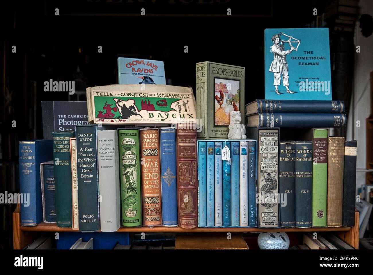 Vintage books on display in the window of a secondhand bookkshop in ...