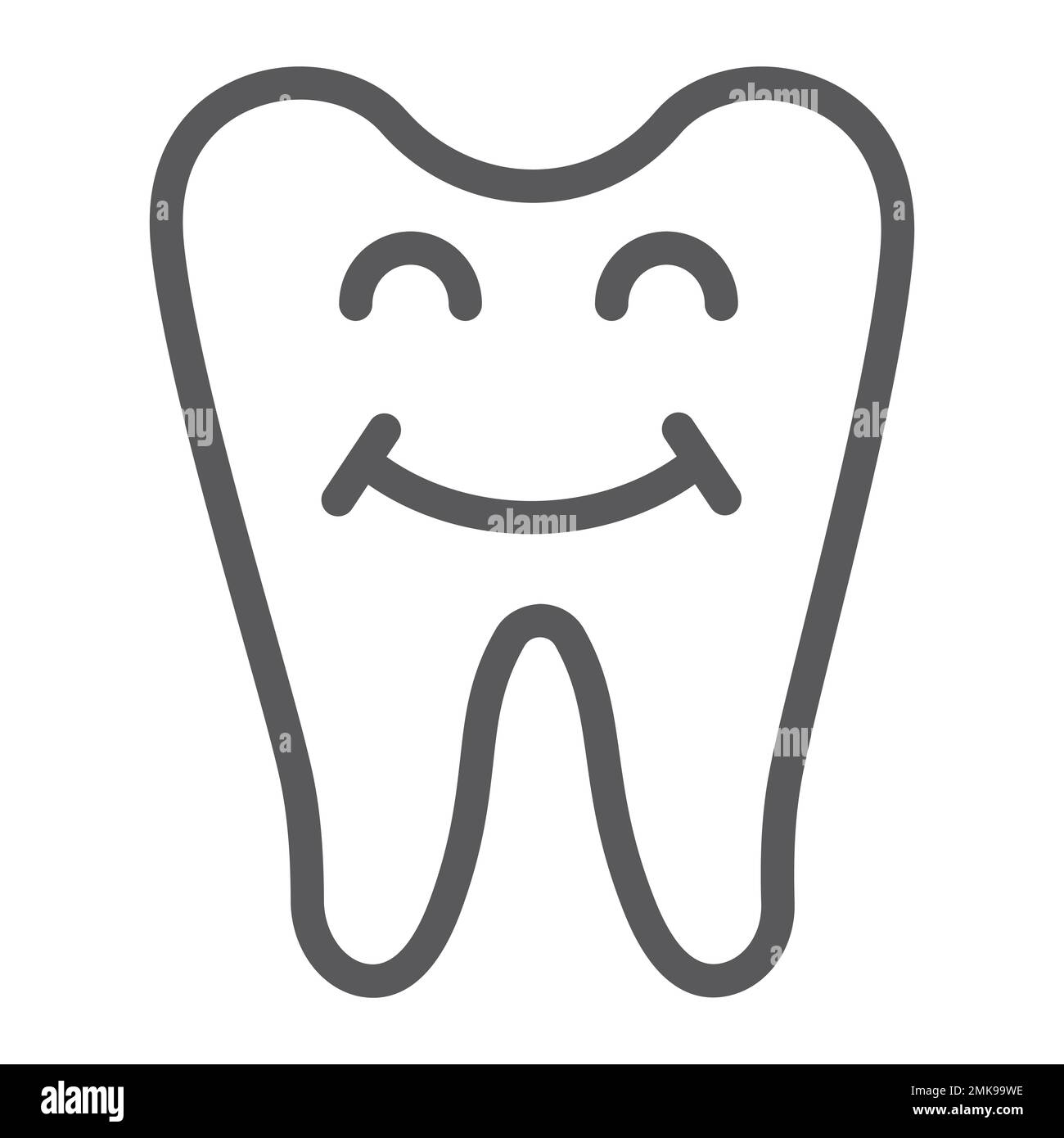 Happy tooth line icon, teeth and dentistry, smiling tooth sign, vector ...