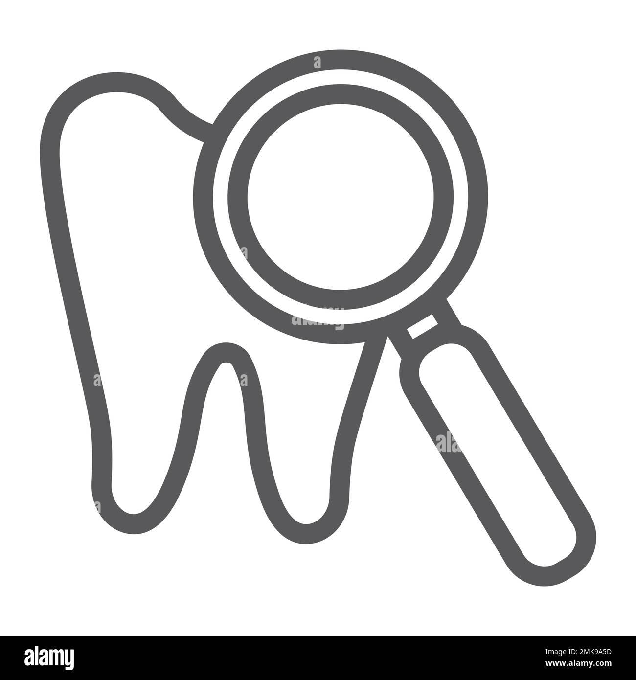 Teeth examination line icon, mouth and dental, lens and tooth sign ...