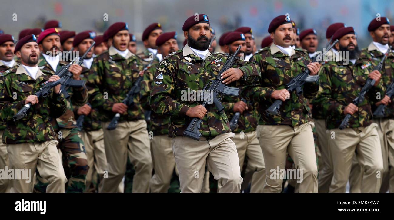 Pakistani commandos from the Special Services Group march during a ...