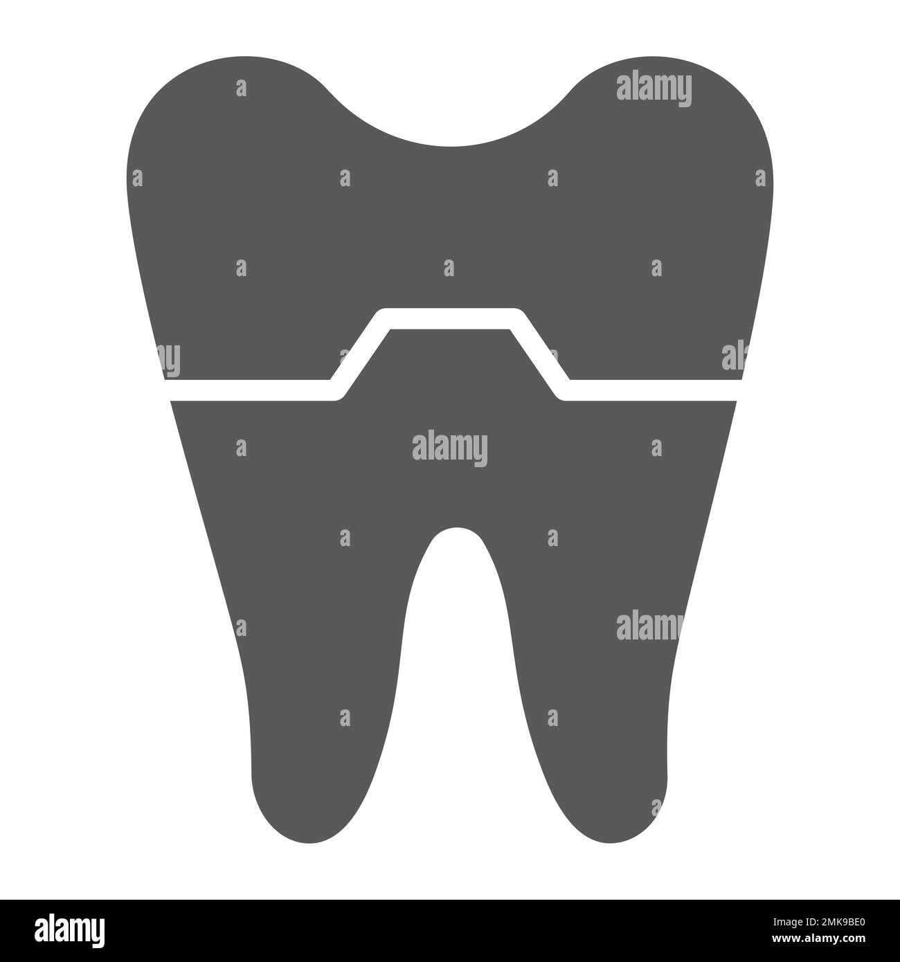 Damaged tooth glyph icon, dentist and dental, cracked tooth sign ...