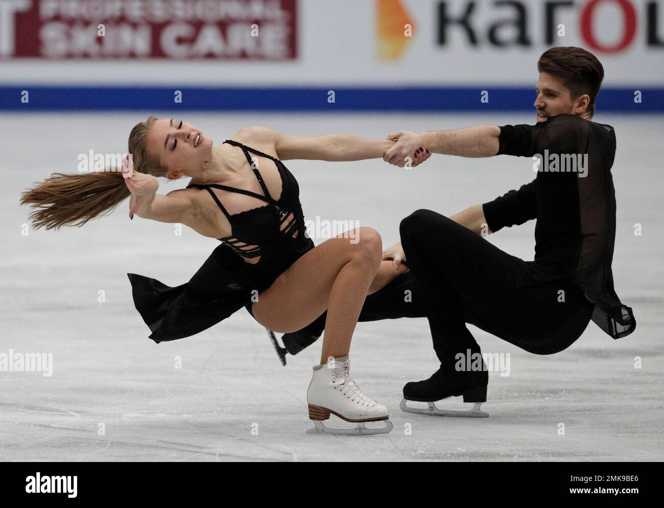Russia's Alexandra Stepanova and Ivan Bukin perform their ice dance free dance during the ISU ...