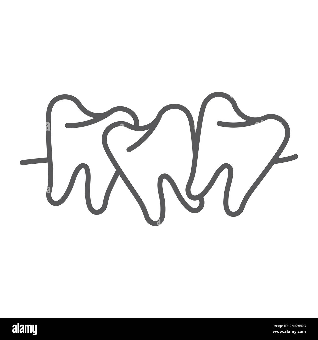 Crooked teeth thin line icon, dental and dentistry, cavity sign, vector ...