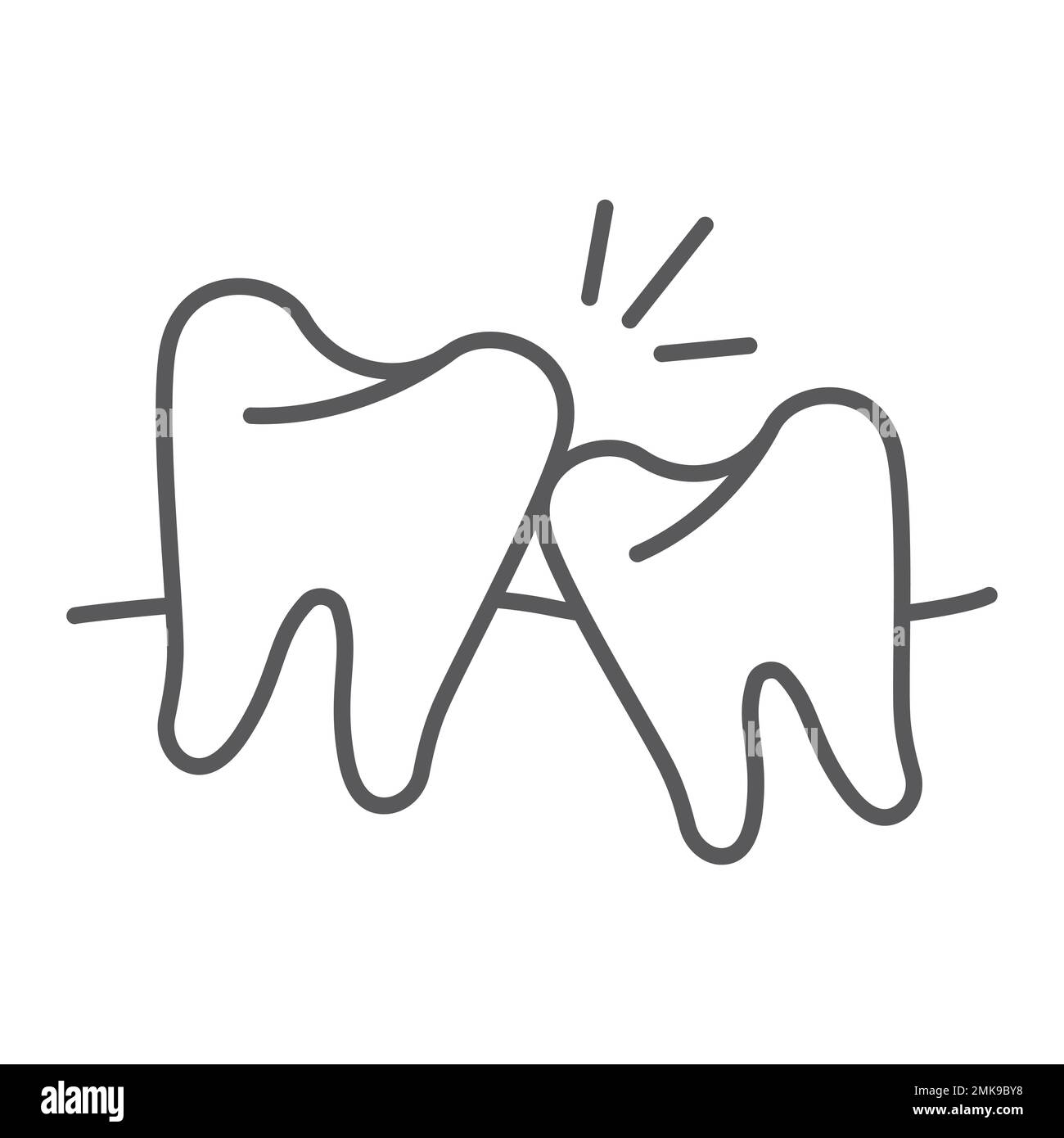 Wisdom teeth thin line icon, dentistry and dental, unhealthy teeth sign ...