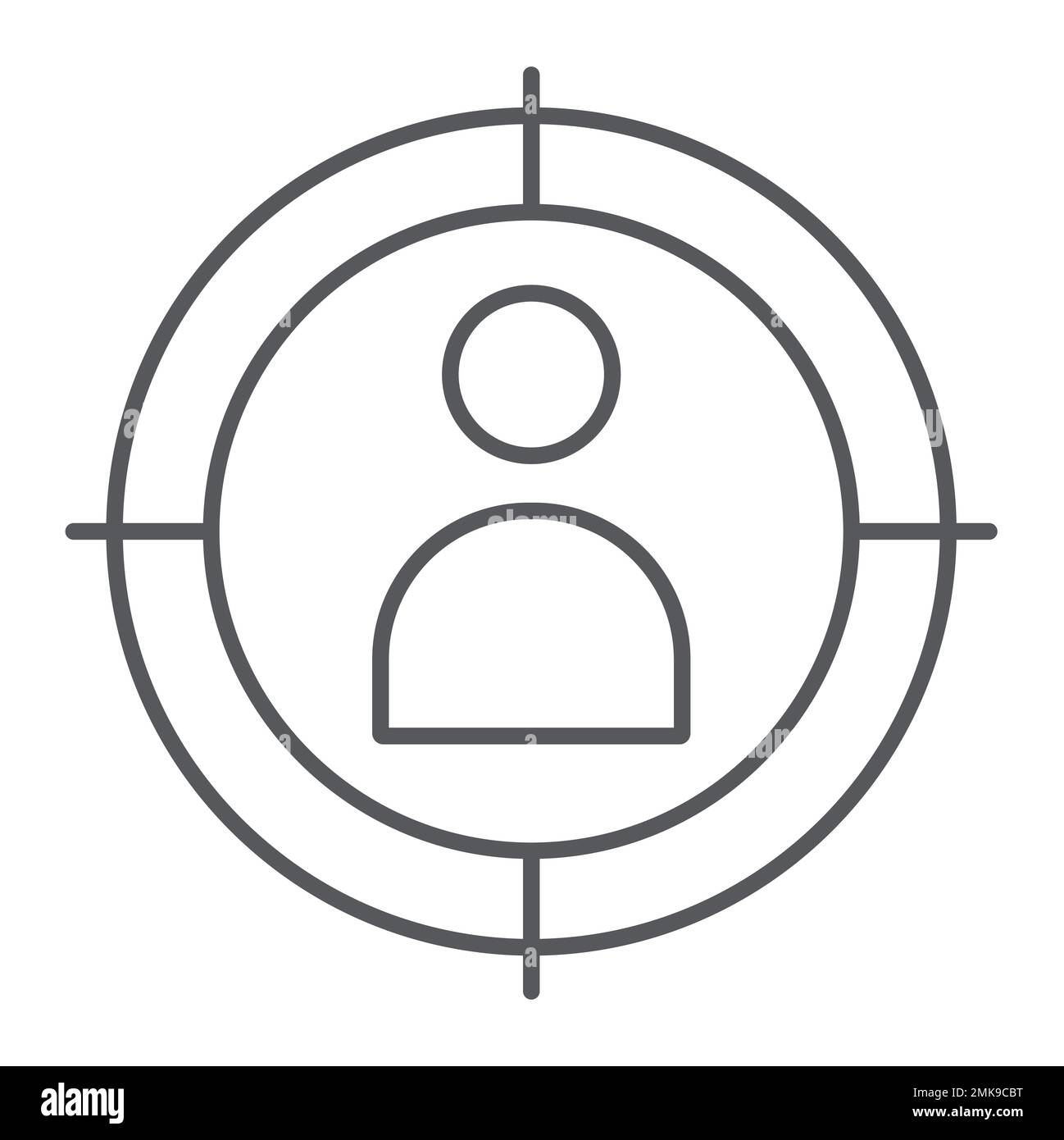 At gunpoint thin line icon, aim and target, goal man sign, vector ...
