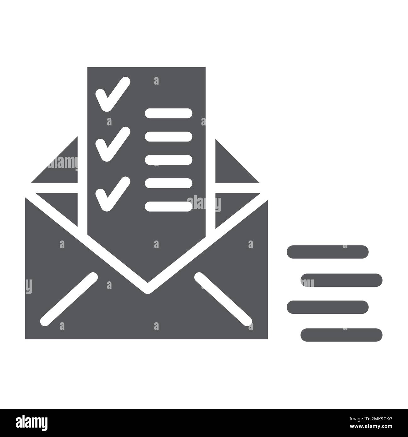 Sent document glyph icon, email and mail, envelope with list sign ...
