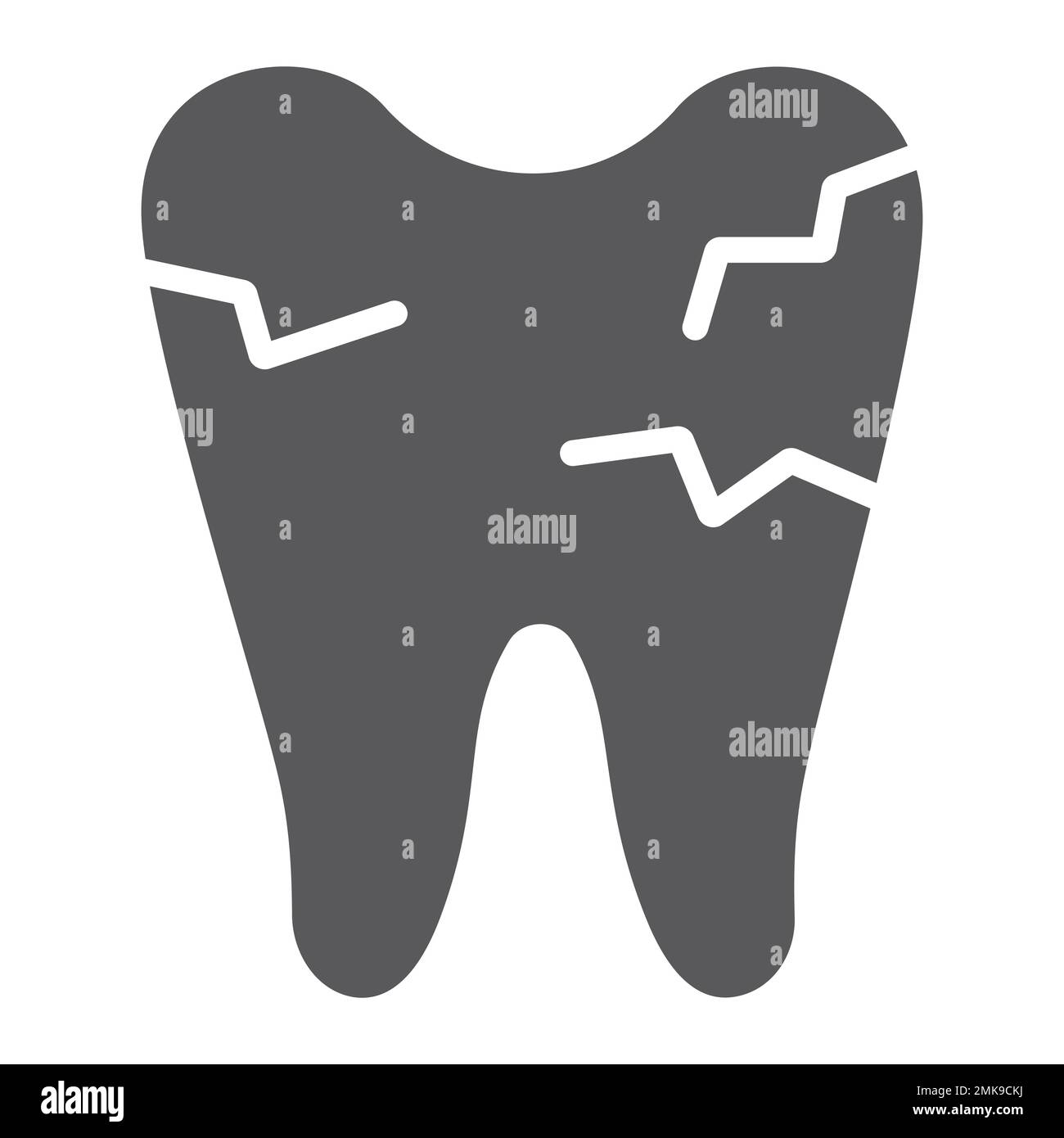Cracked tooth glyph icon, mouth and dental, damaged tooth sign, vector ...