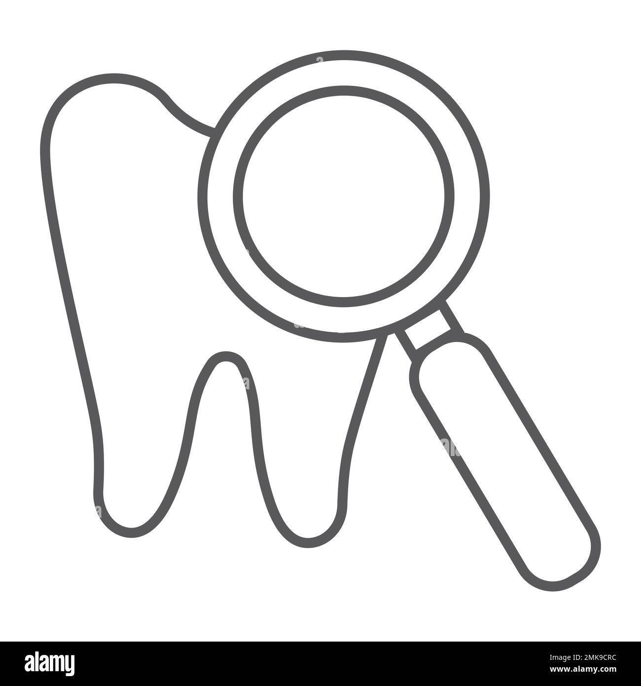 Teeth examination thin line icon, mouth and dental, lens and tooth sign ...