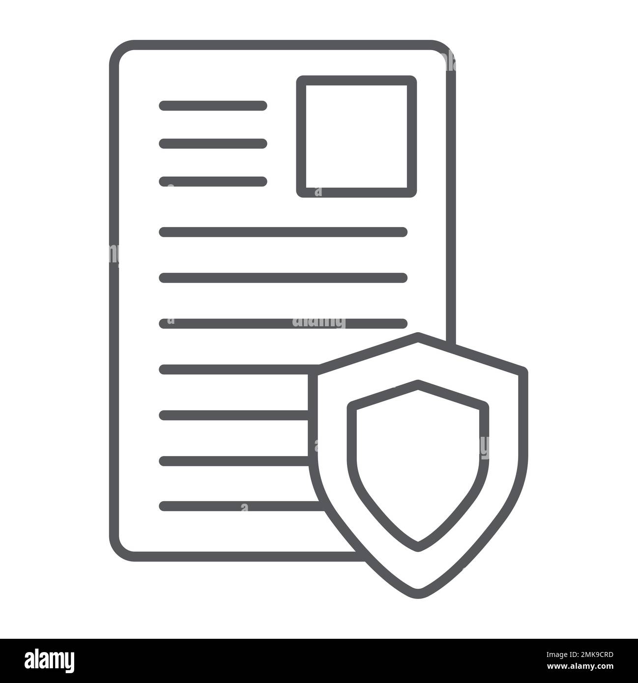 Security document thin line icon, privacy and paper, list with shield ...