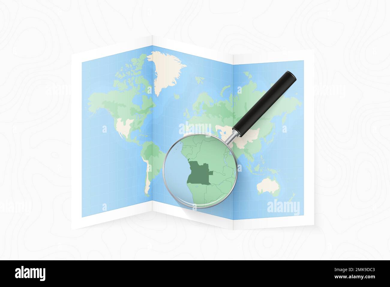 Enlarge Angola with a magnifying glass on a folded map of the world. Vector paper map Stock ...