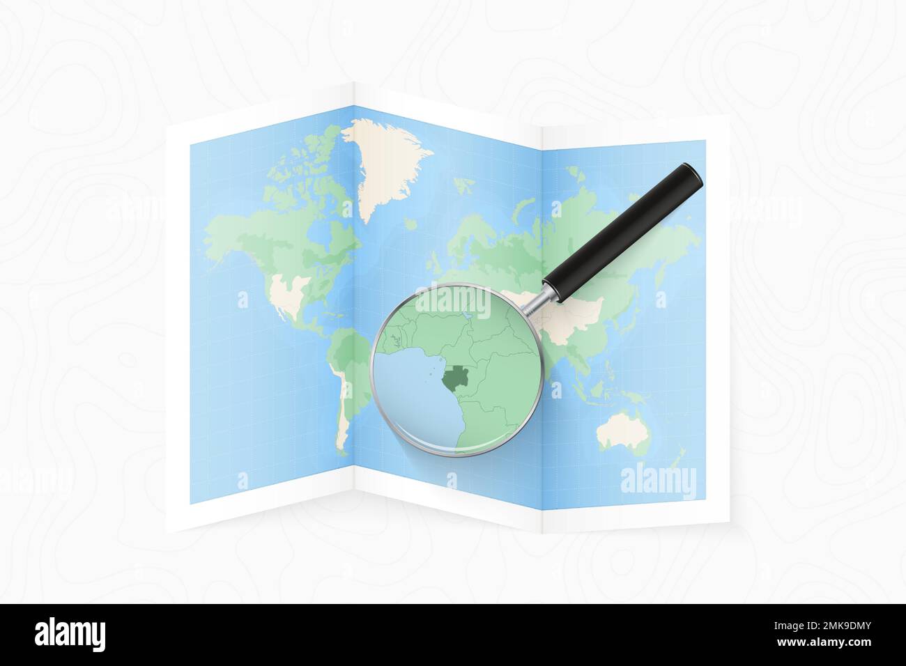 Enlarge Gabon with a magnifying glass on a folded map of the world. Vector paper map Stock ...