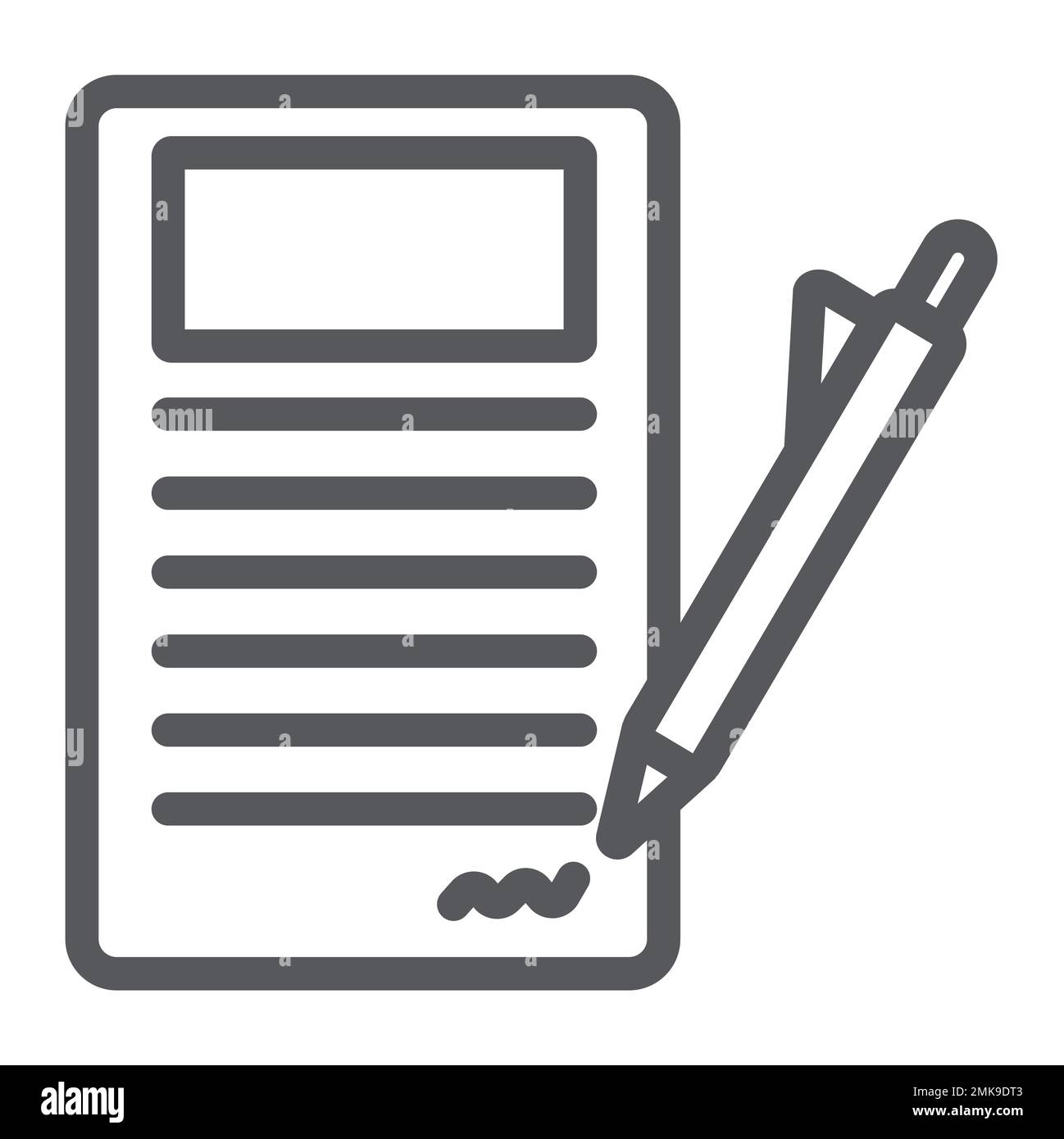 Signing contract line icon, paper and agreement, document sign, vector ...