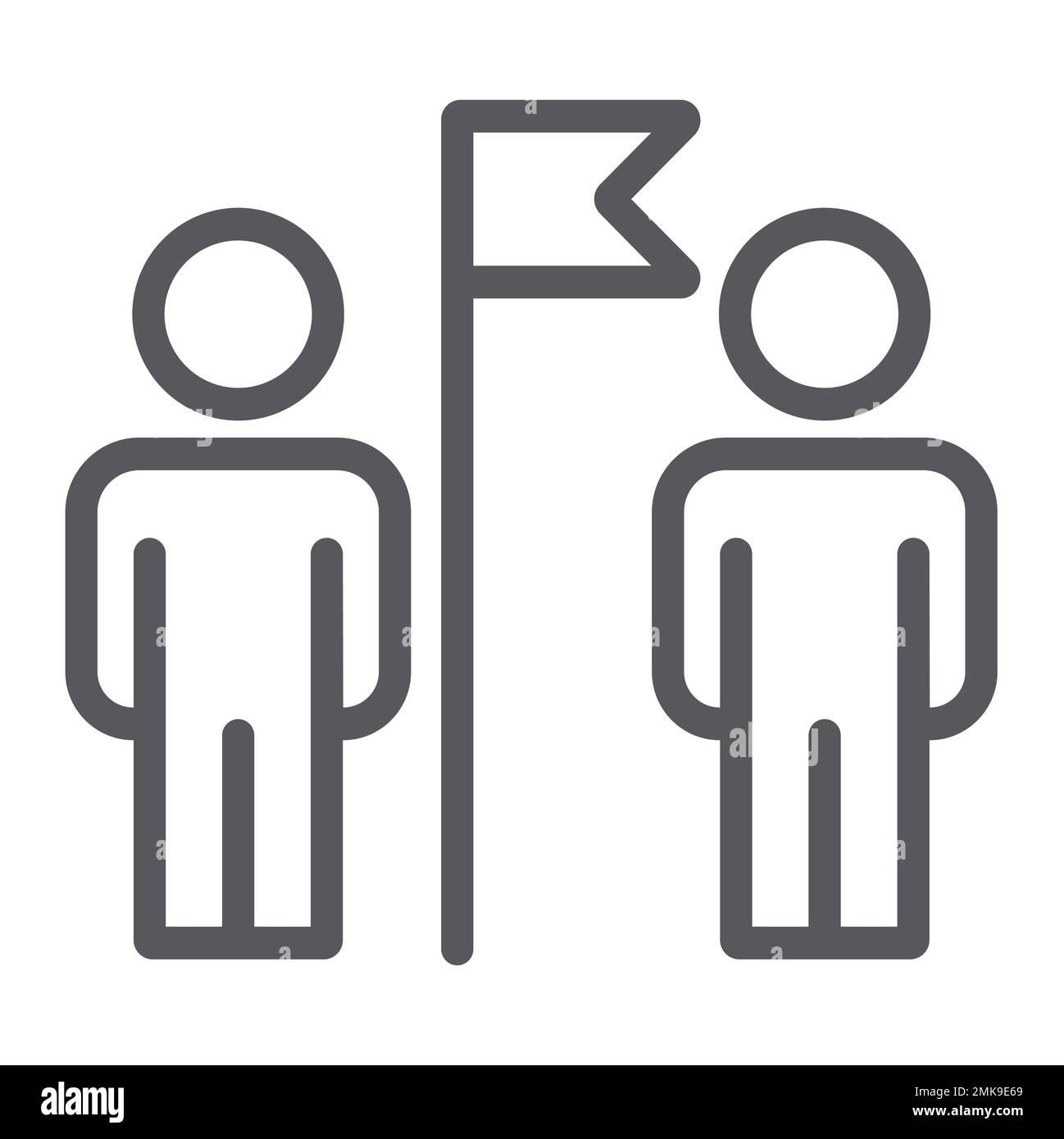Teamwork line icon, team and people, two men and flag sign, vector ...