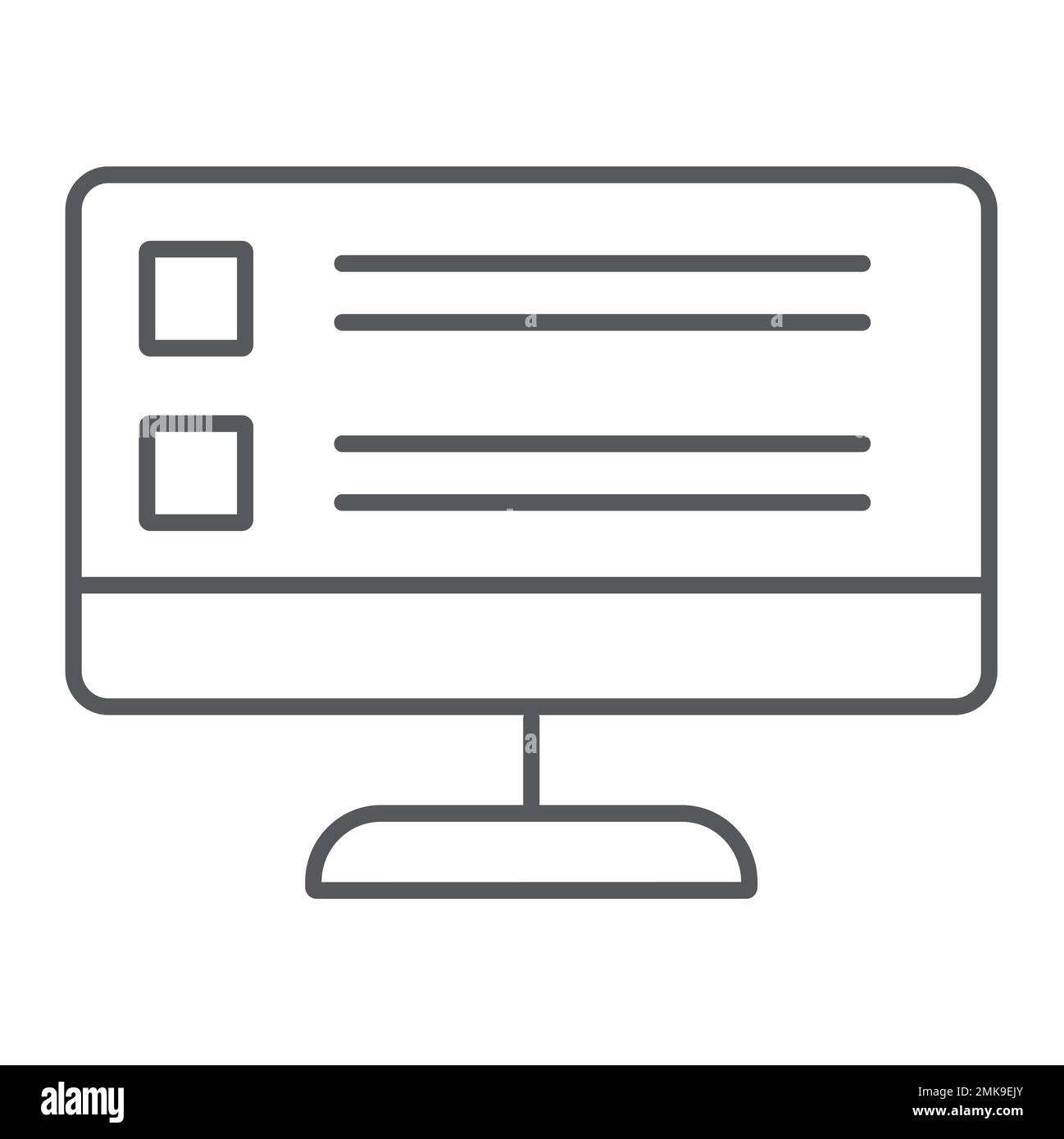 Online surveys thin line icon, computer and test, pc screen sign ...