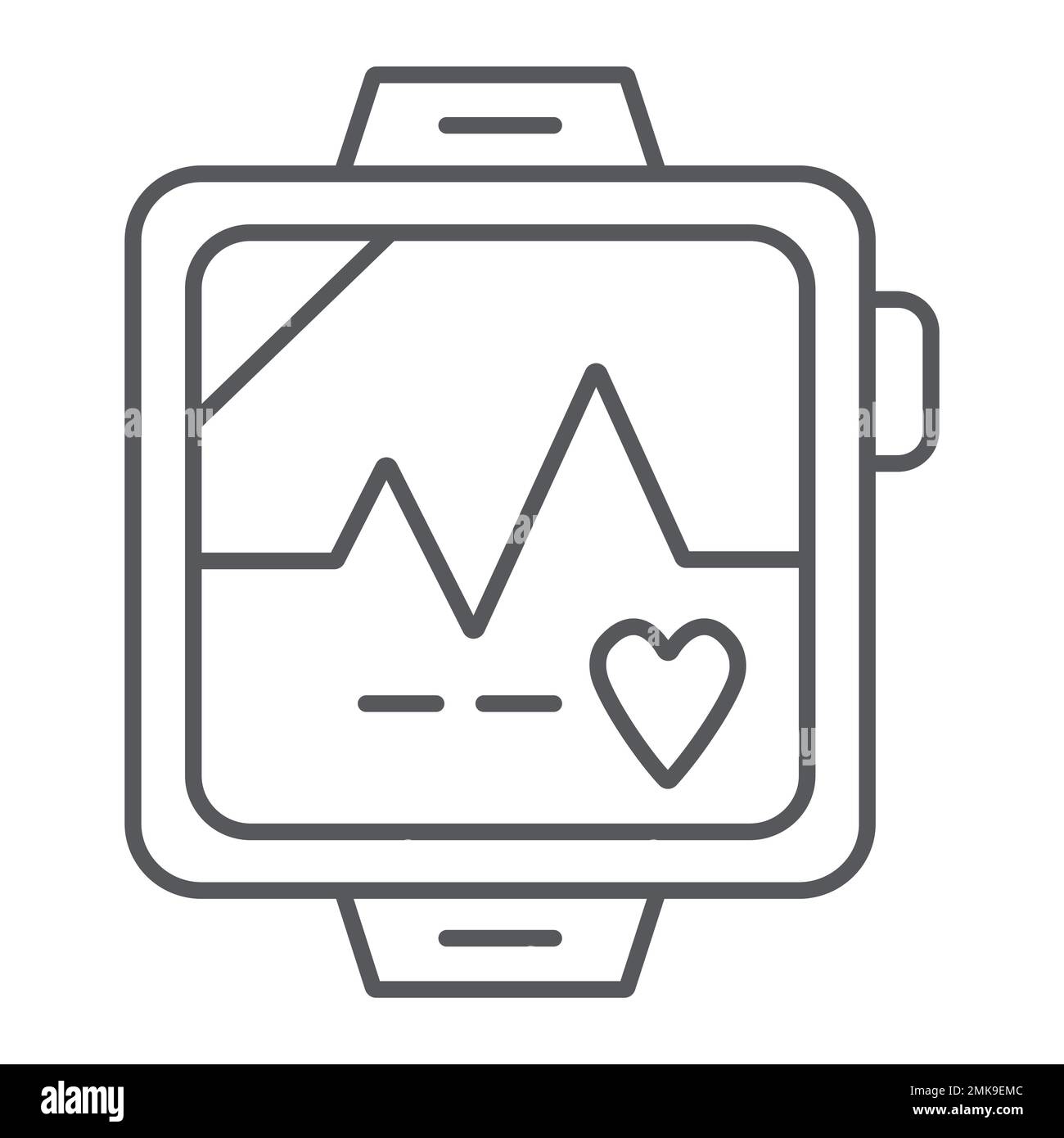 Pulsometer thin line icon, heart and cardio, heartbeat sign, vector ...