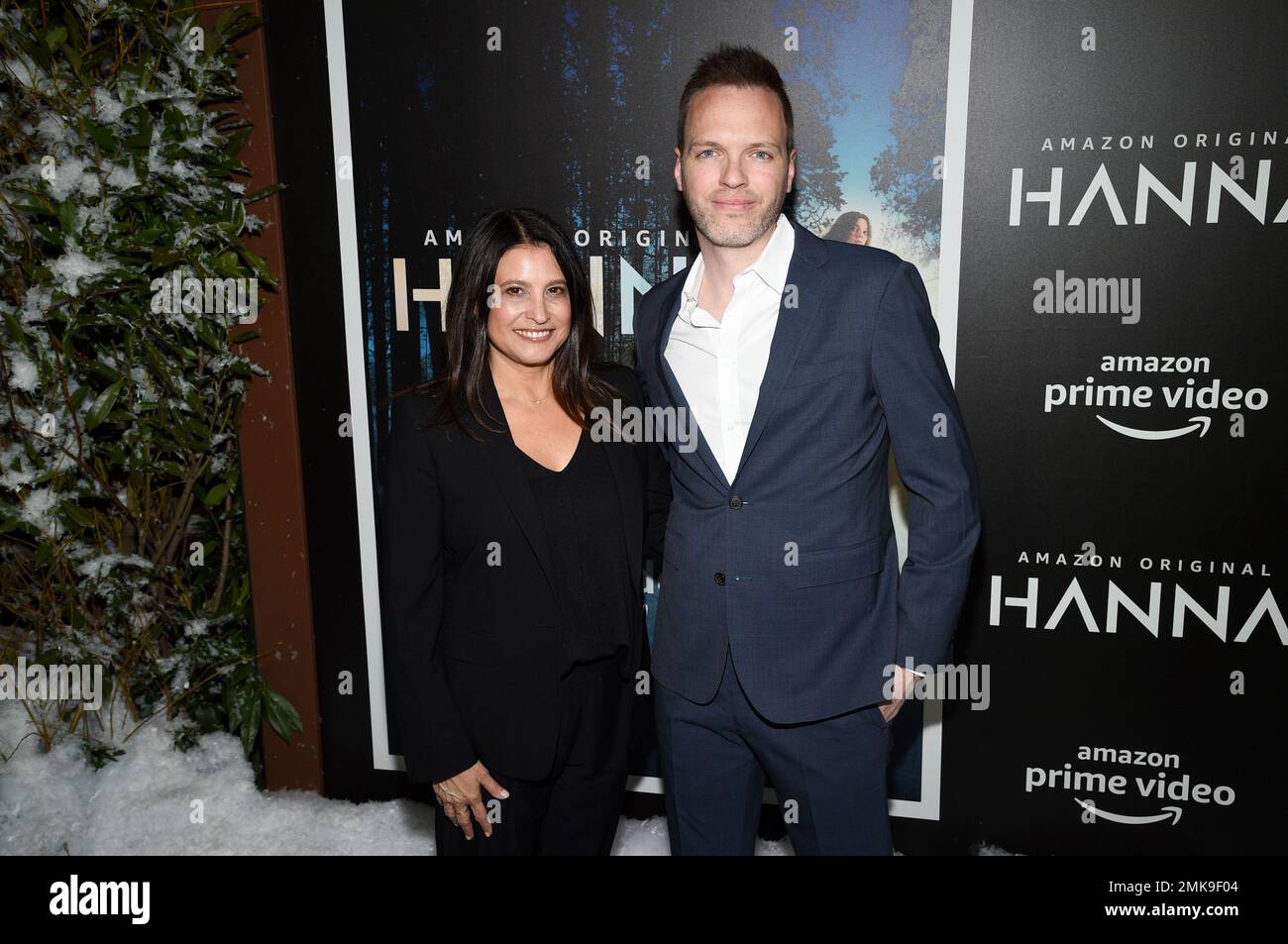 Amazon's Jill Arthur, left, and Marc Resteghini pose together at the ...