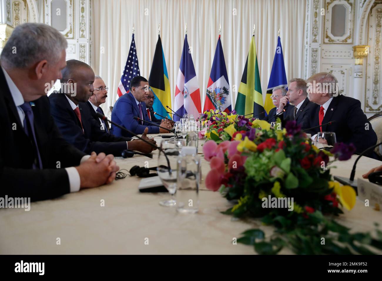 President Donald Trump, right, meets with Caribbean leaders at Mar-A ...