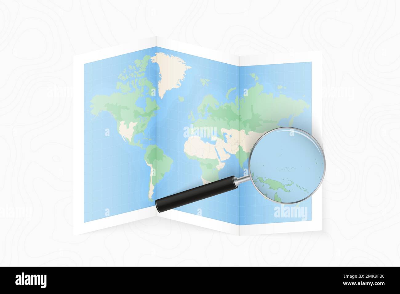 Enlarge Micronesia with a magnifying glass on a folded map of the world. Vector paper map Stock ...