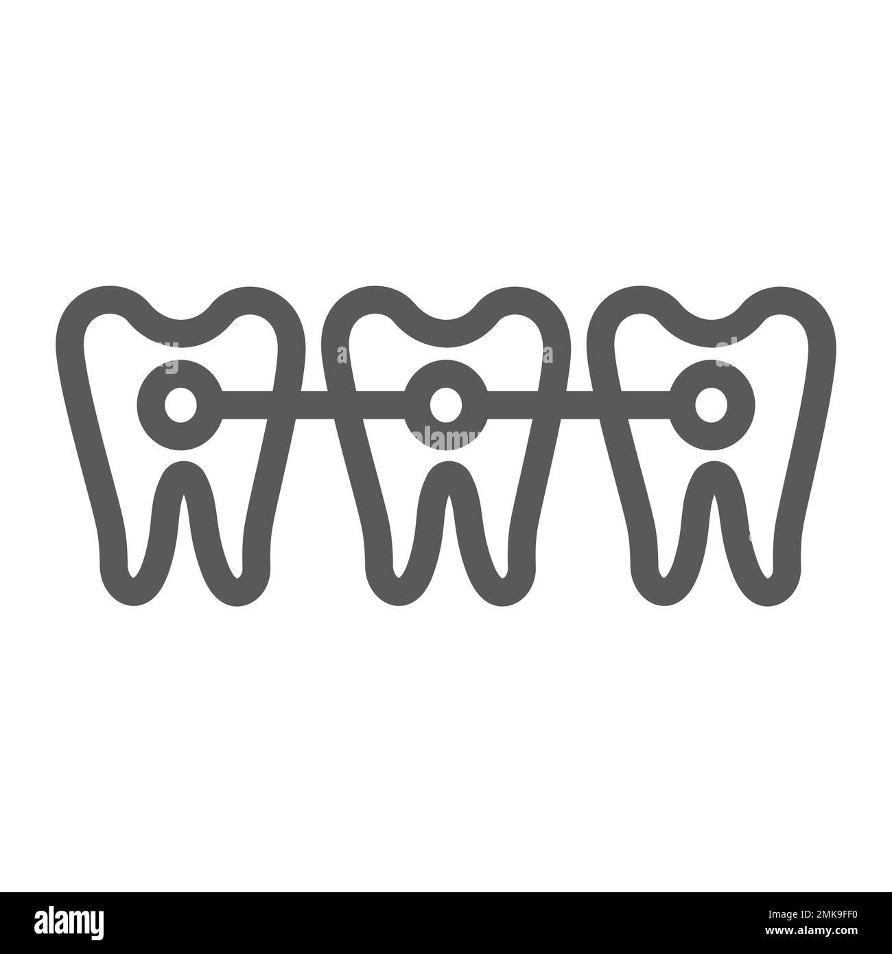 Braces line icon, dentist and dental, teeth sign, vector graphics, a ...