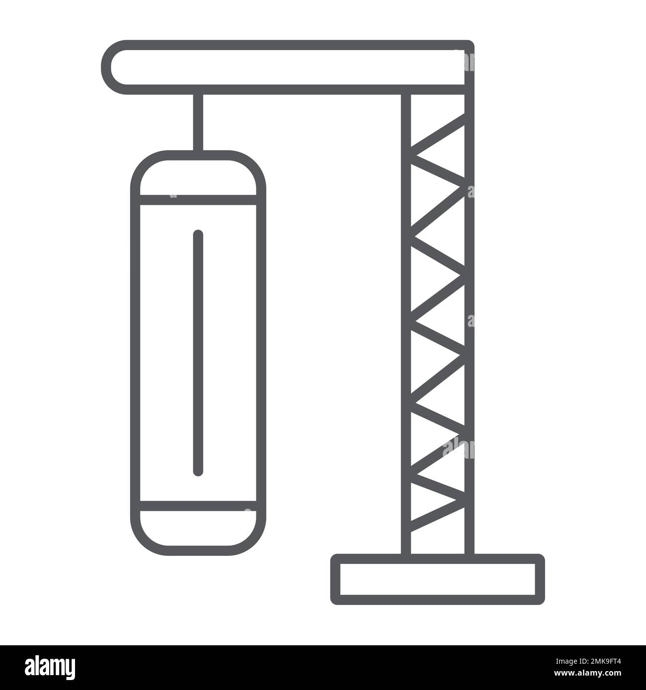Punching bag thin line icon, sport and kick, boxing sign, vector ...