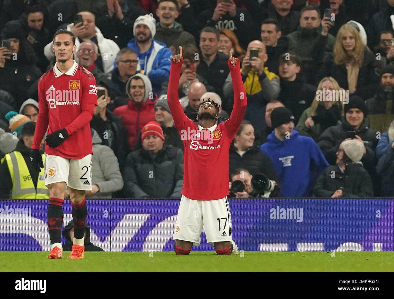 Manchester United's Fred celebrates scoring their side's third goal of ...