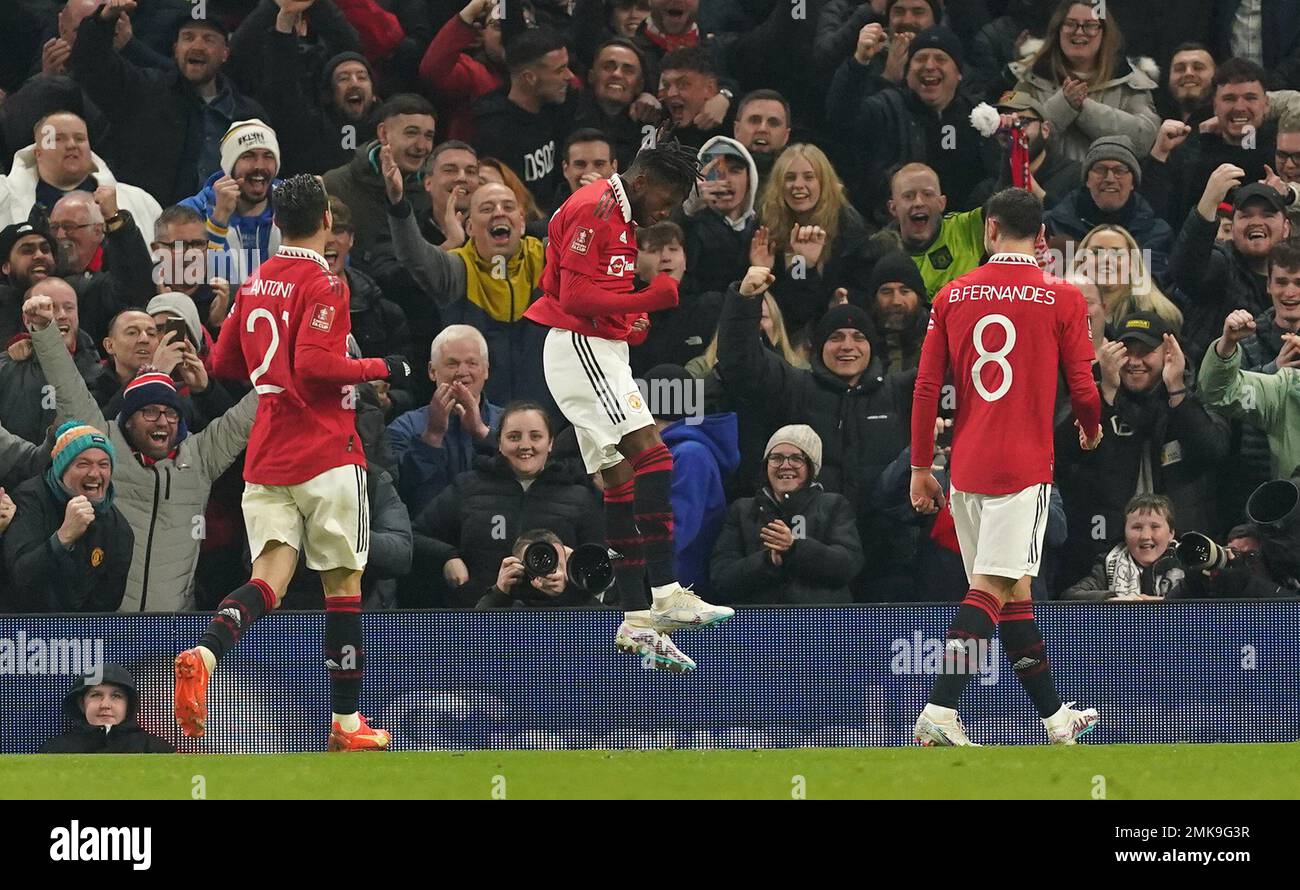 Manchester United's Fred celebrates scoring their side's third goal of ...