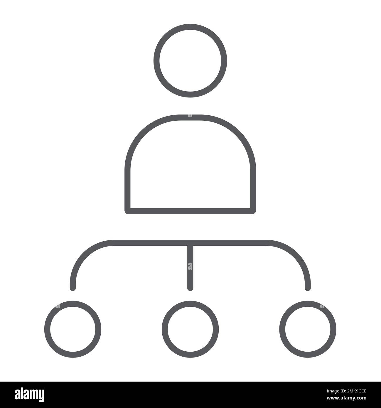 Person and chart thin line icon, worker and diagram, structure sign ...