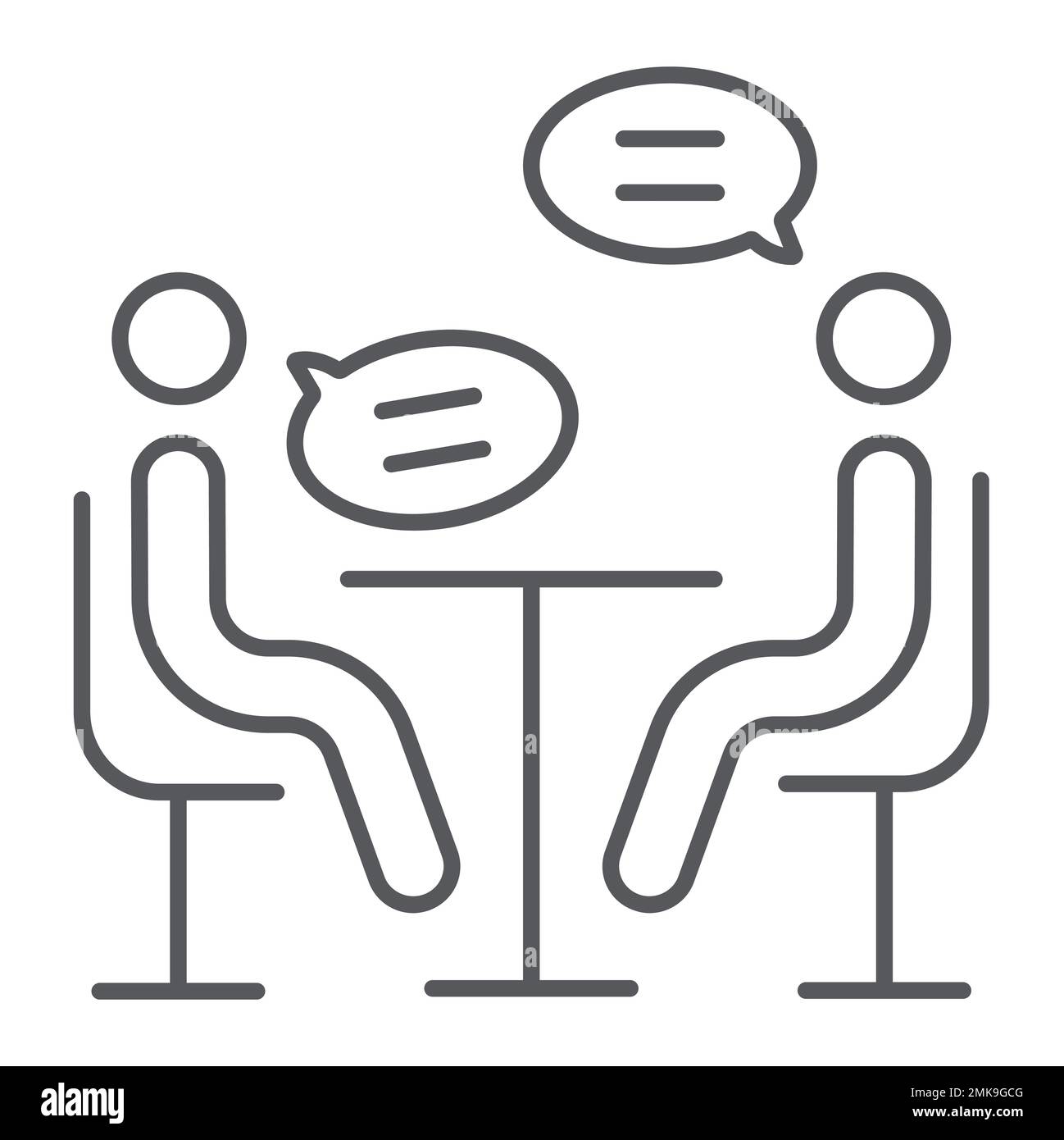 Interview thin line icon, conference and meeting, discussion sign ...