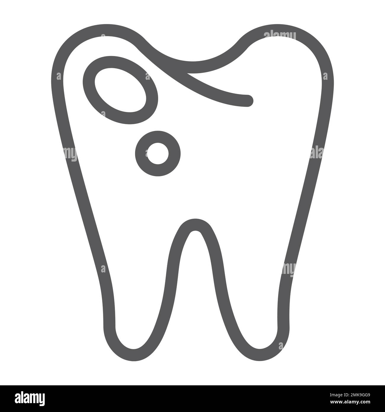 Caries line icon, dentistry and teeth, sick tooth sign, vector graphics ...