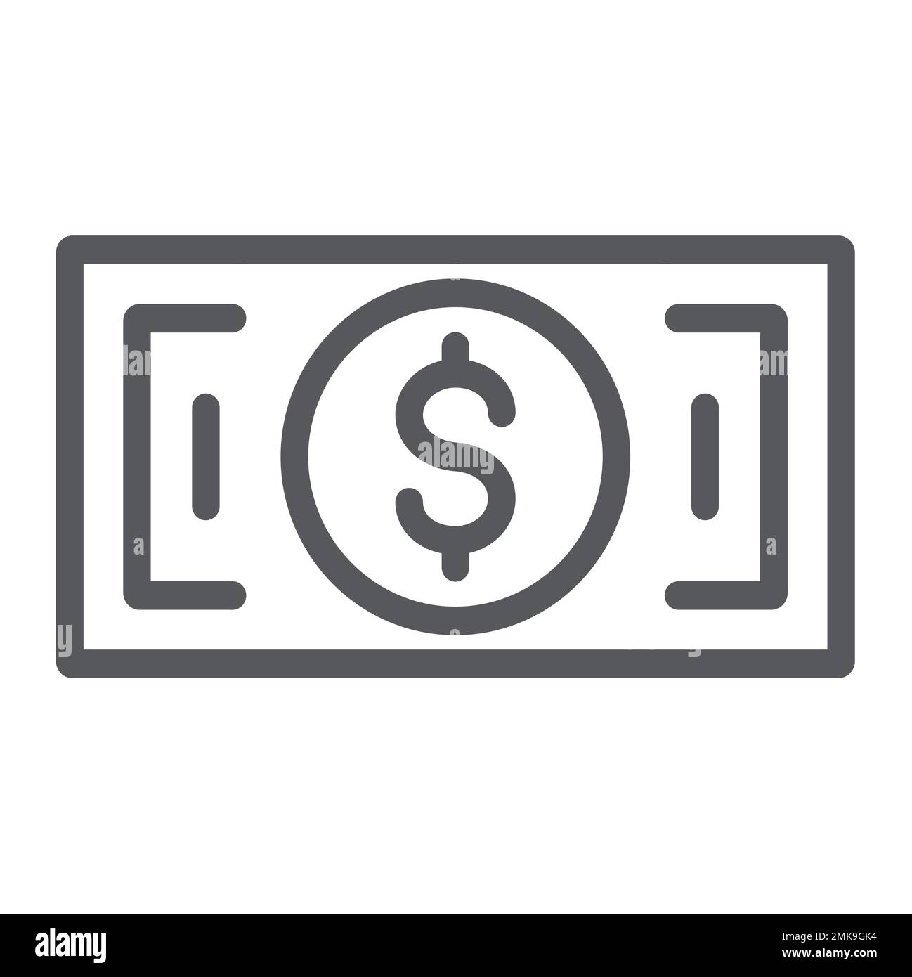 Banknote line icon, cash and money, dollar sign, vector graphics, a ...