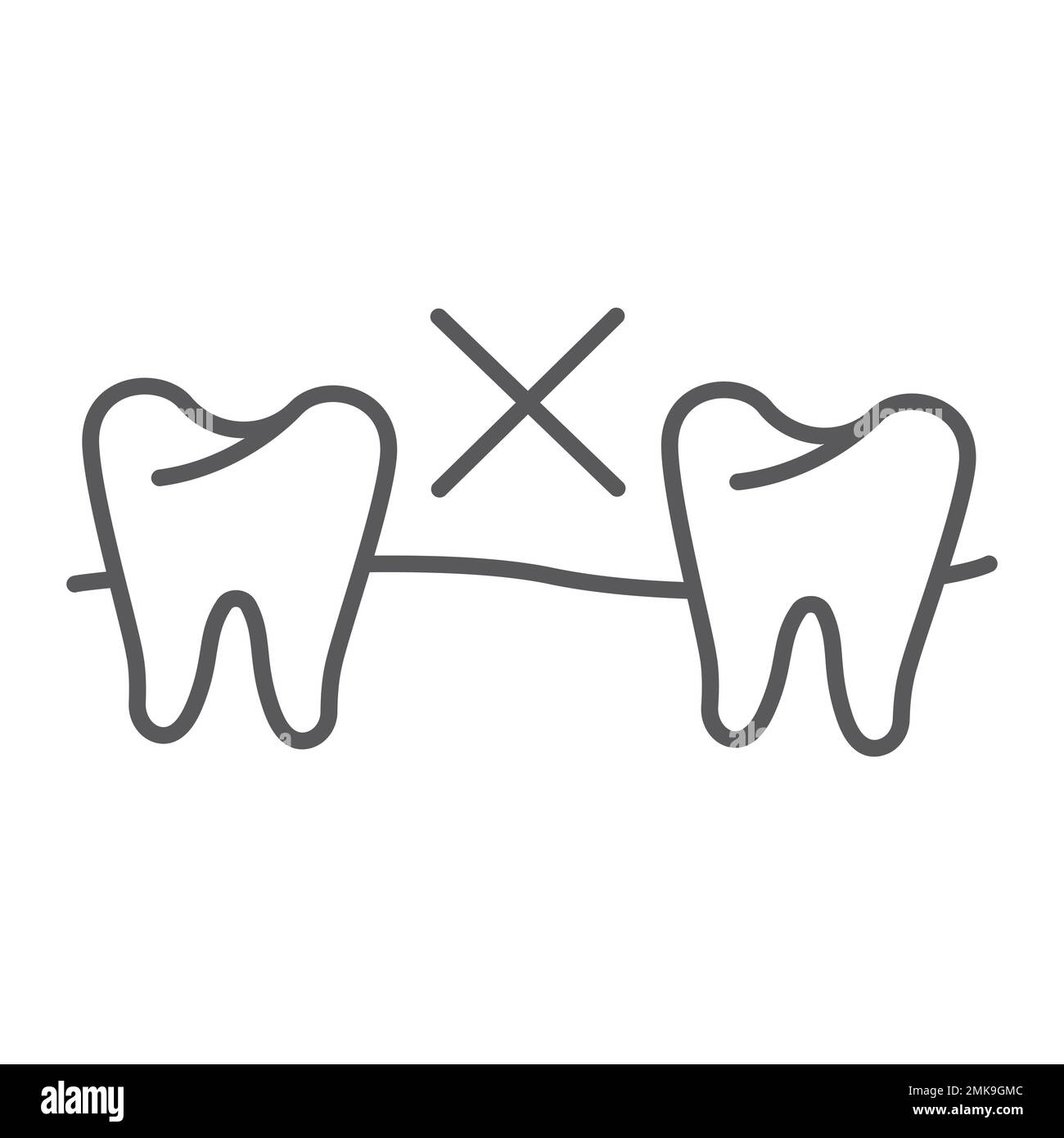 No tooth thin line icon, mouth and dental, missing tooth sign, vector ...