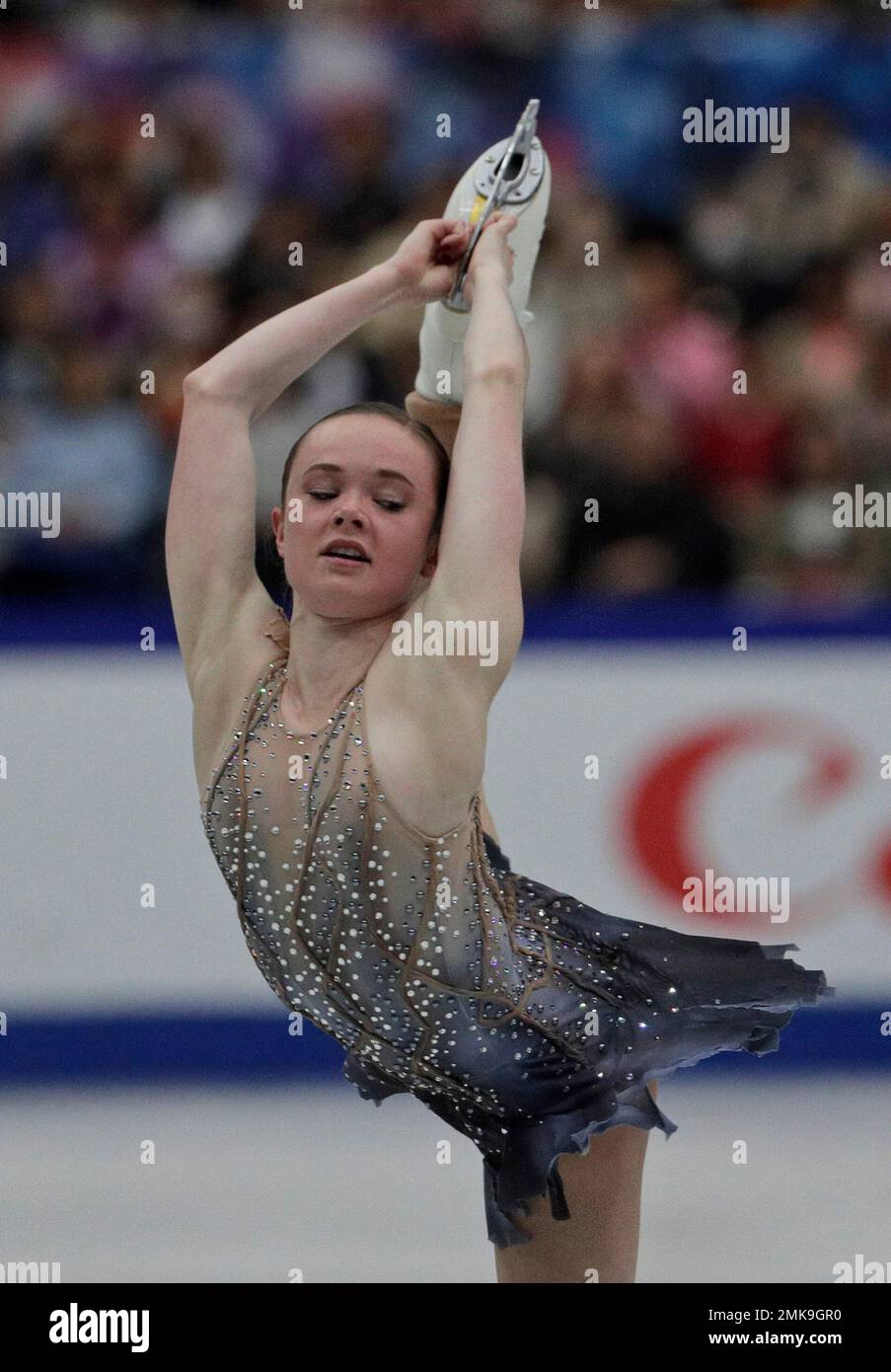 Mariah Bell of the U.S. performs in the ladies free skating during the ...