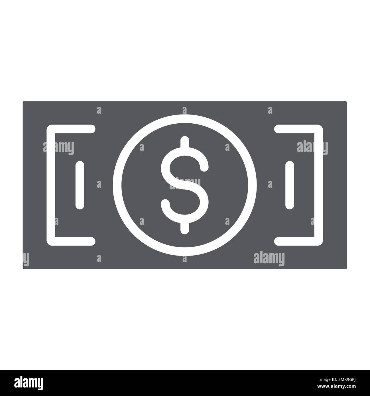 Banknote glyph icon, cash and money, dollar sign, vector graphics, a ...