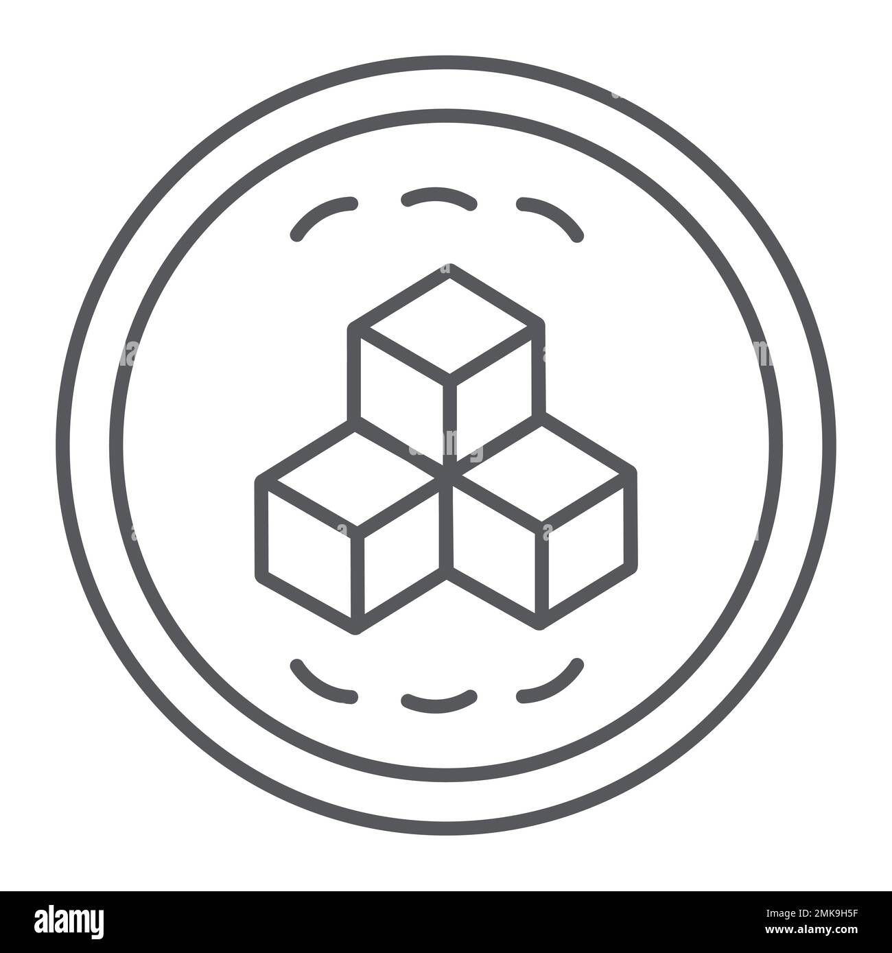 Sugar thin line icon, food and sweet, sugar cubes sign, vector graphics ...