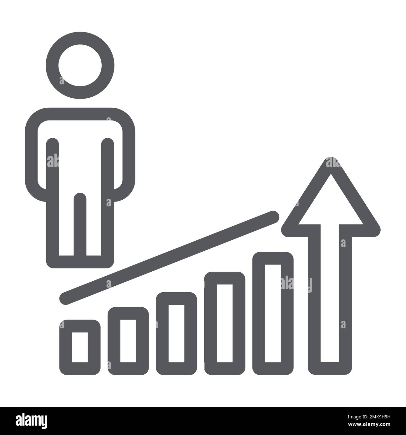 Career rise line icon, work and progress, person success sign, vector ...