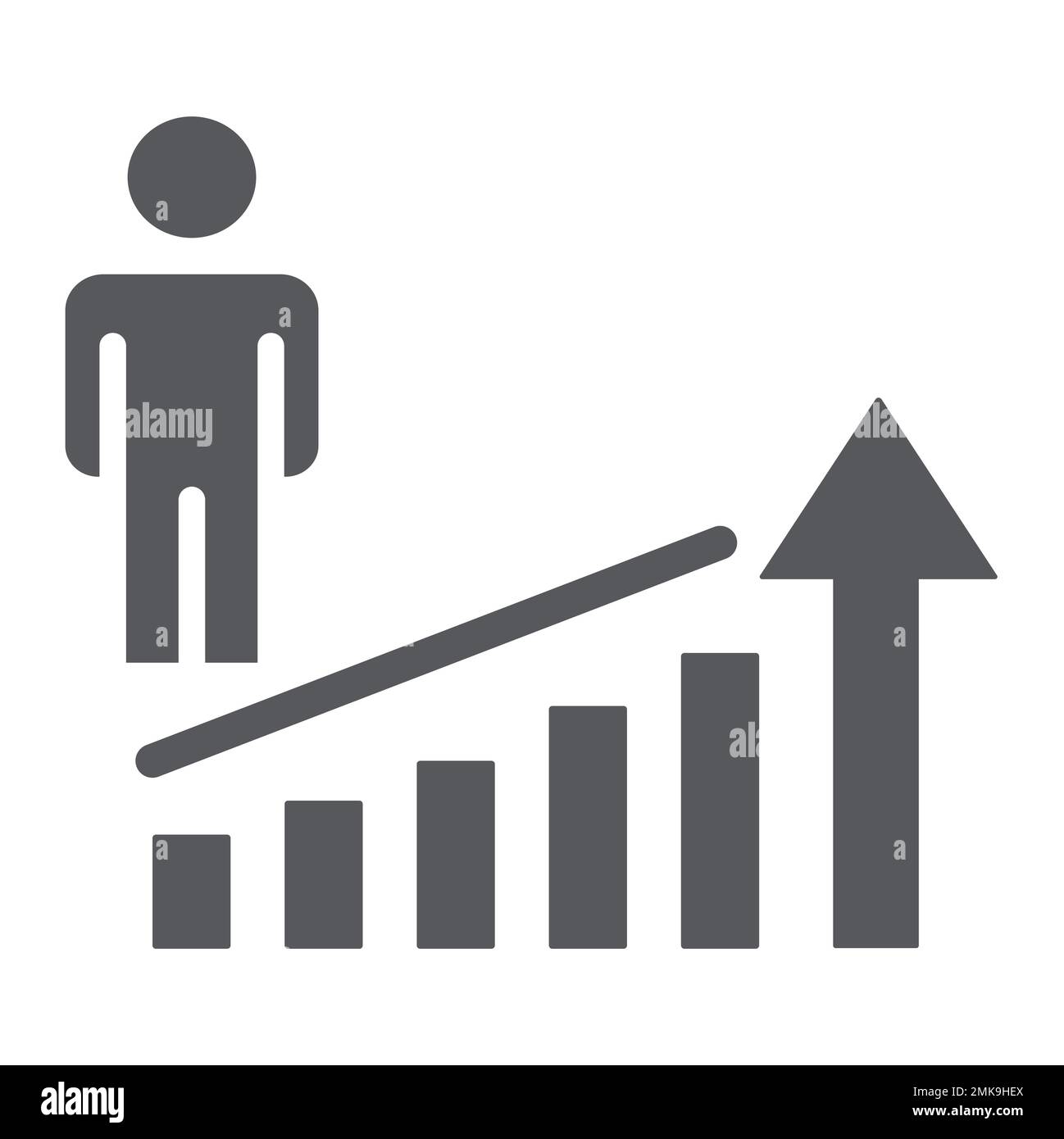 Career rise glyph icon, work and progress, person success sign, vector ...