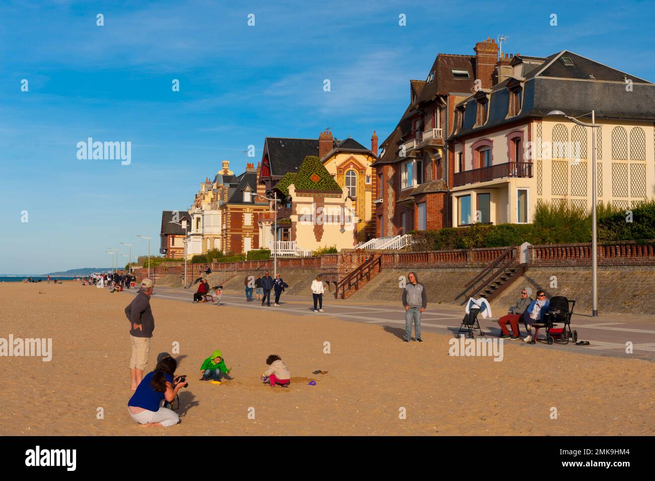 France, Calvados (14), Houlgate, beach and Roland Garros promenade with ...
