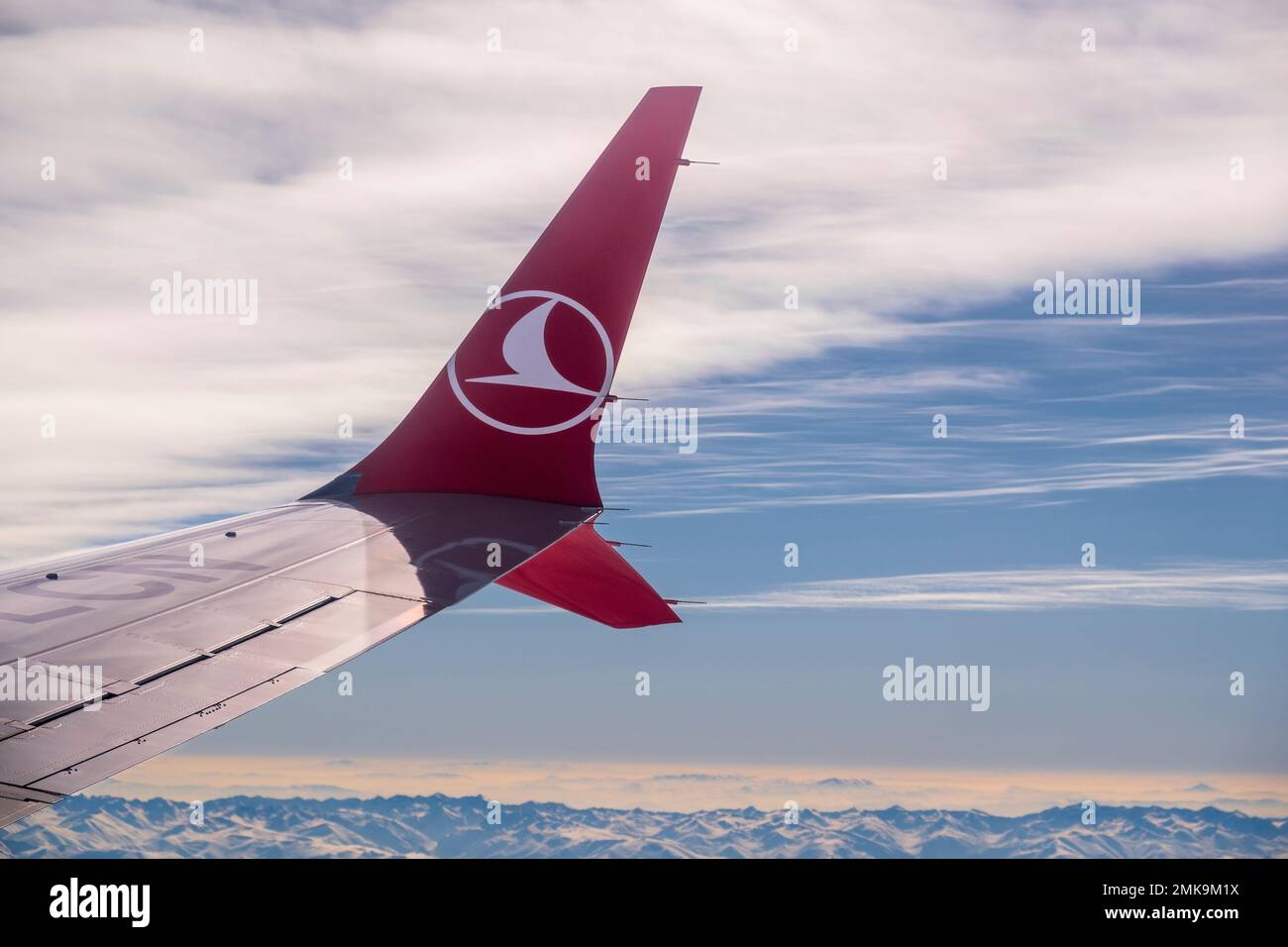 Trabzon, Turkey, 01.20.2023: Clouds and mountains seen from airplane ...