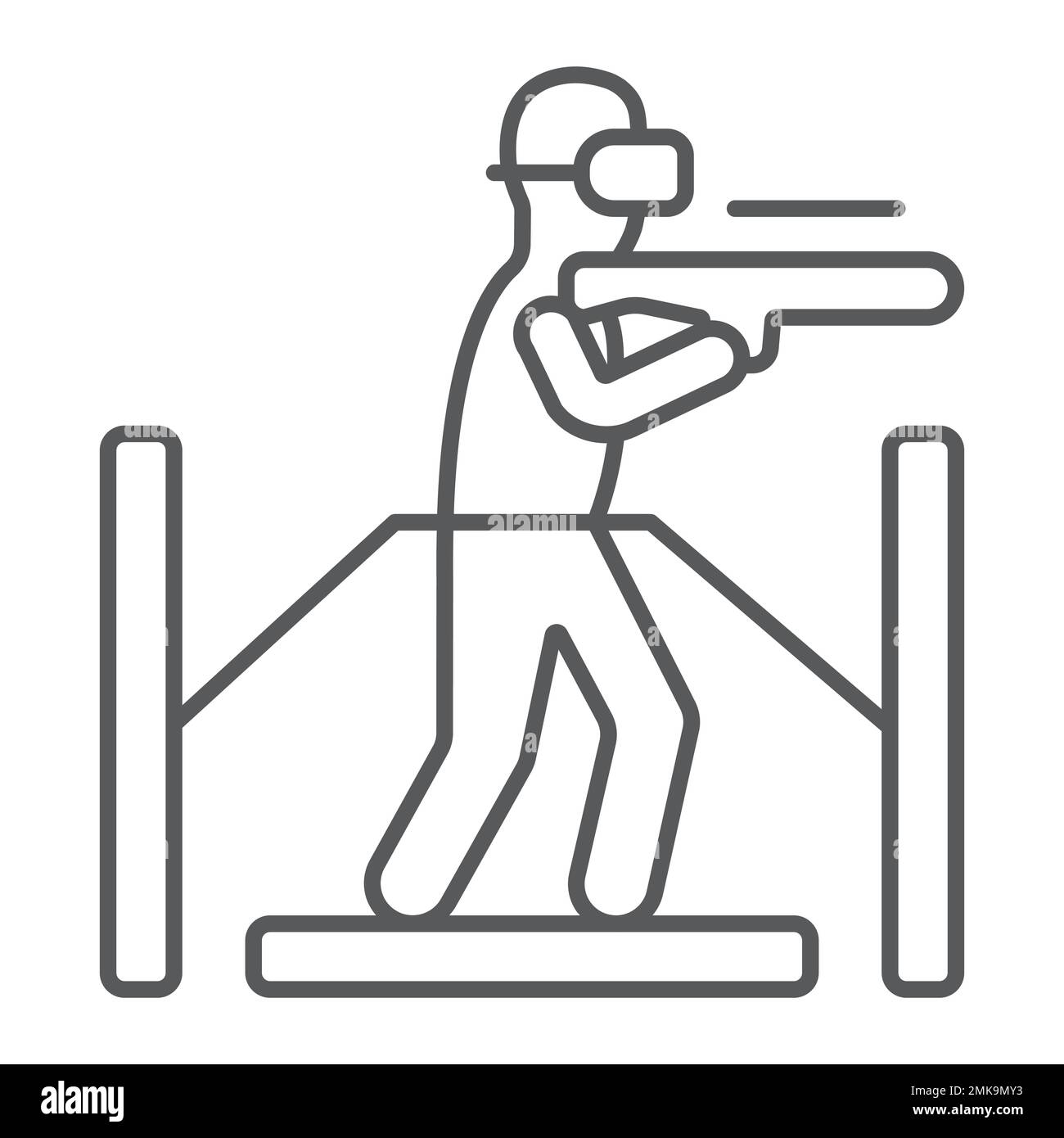 VR platform thin line icon, gaming and entertainment, virtual reality ...