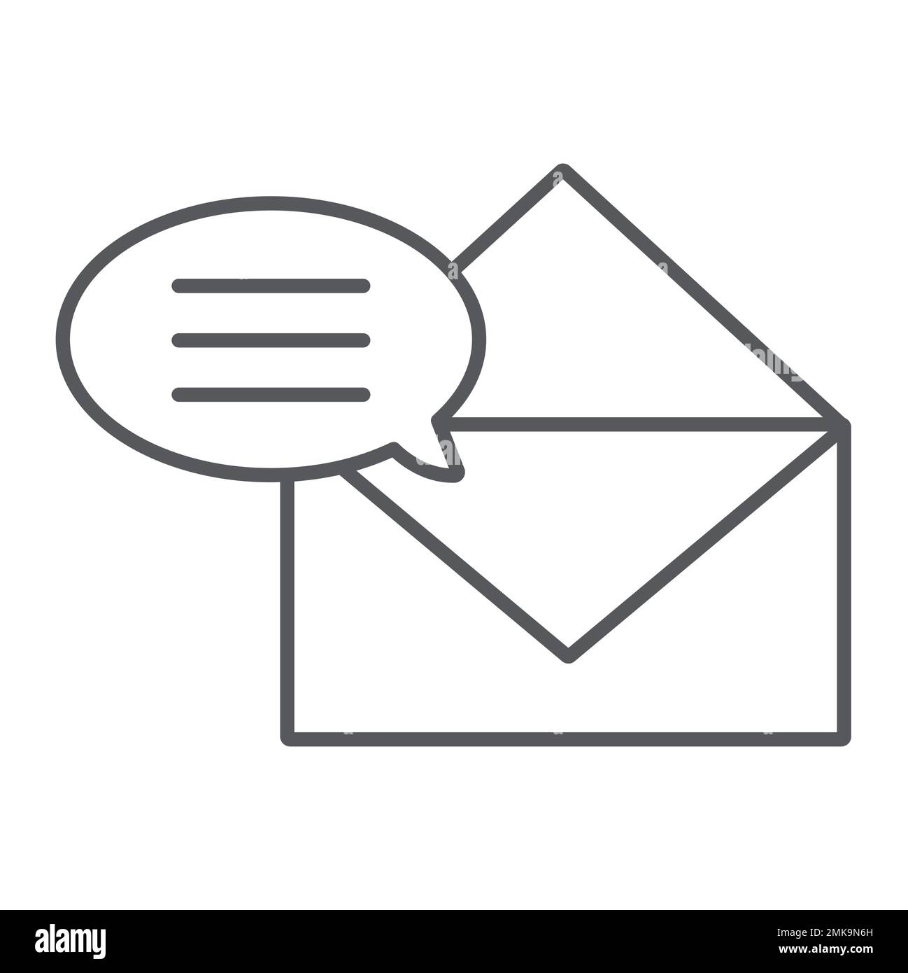 Correspondence thin line icon, email and mail, envelope sign, vector ...