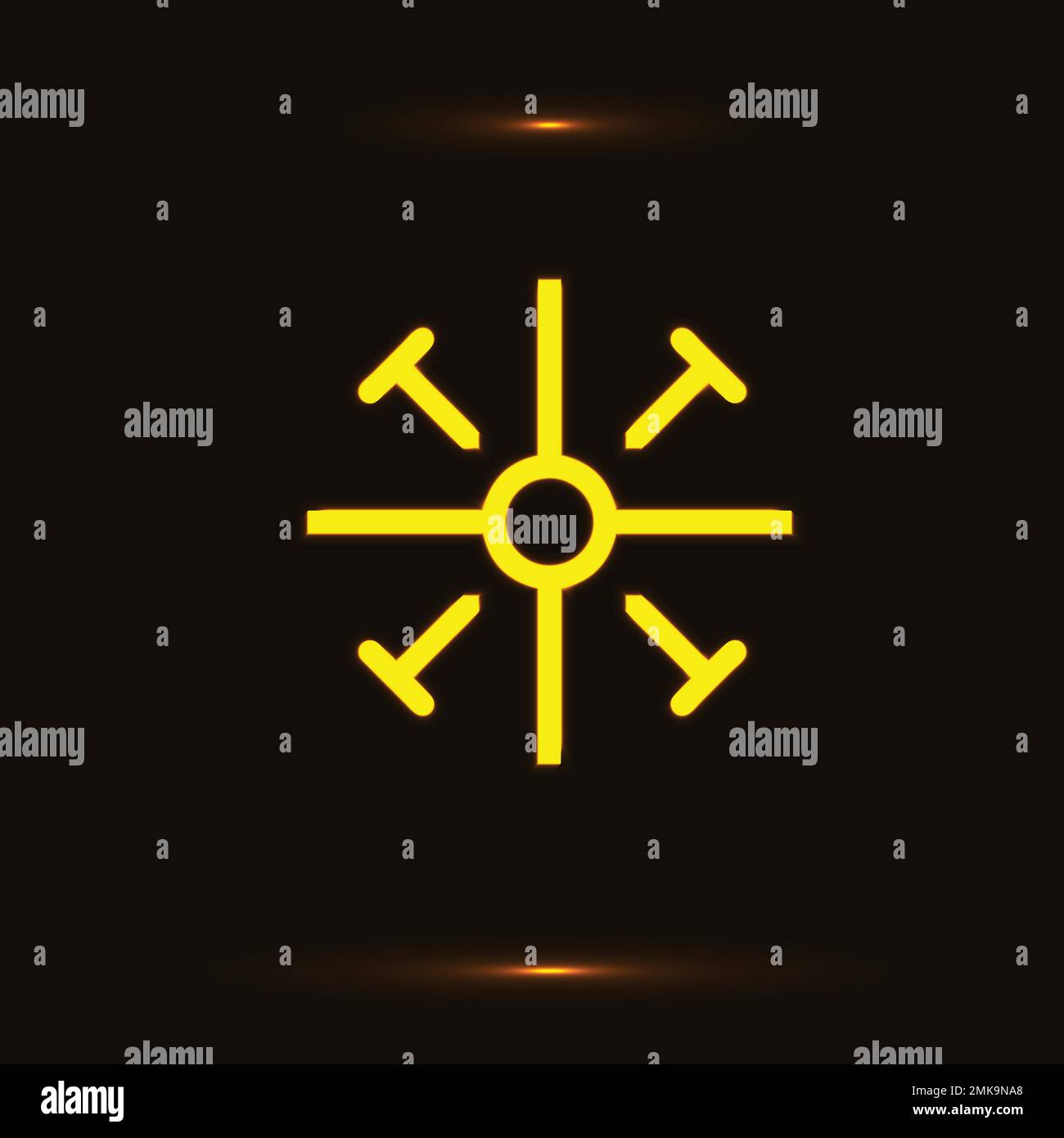Golden Coptic cross symbol over black background. Glowing cross icon ...