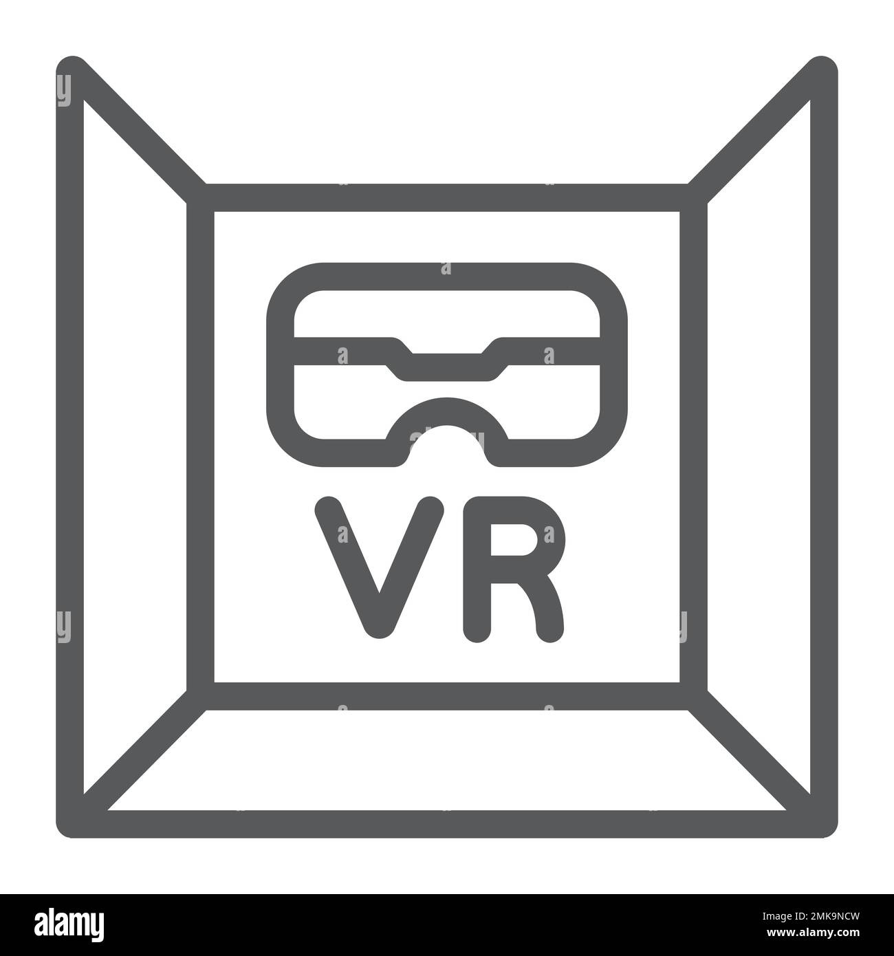 VR room line icon, gaming and technology, virtual reality space sign ...