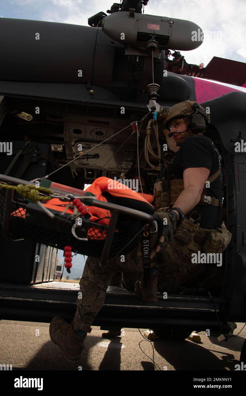 U.S. Air Force pararescueman assigned with the 131st Rescue Squadron ...