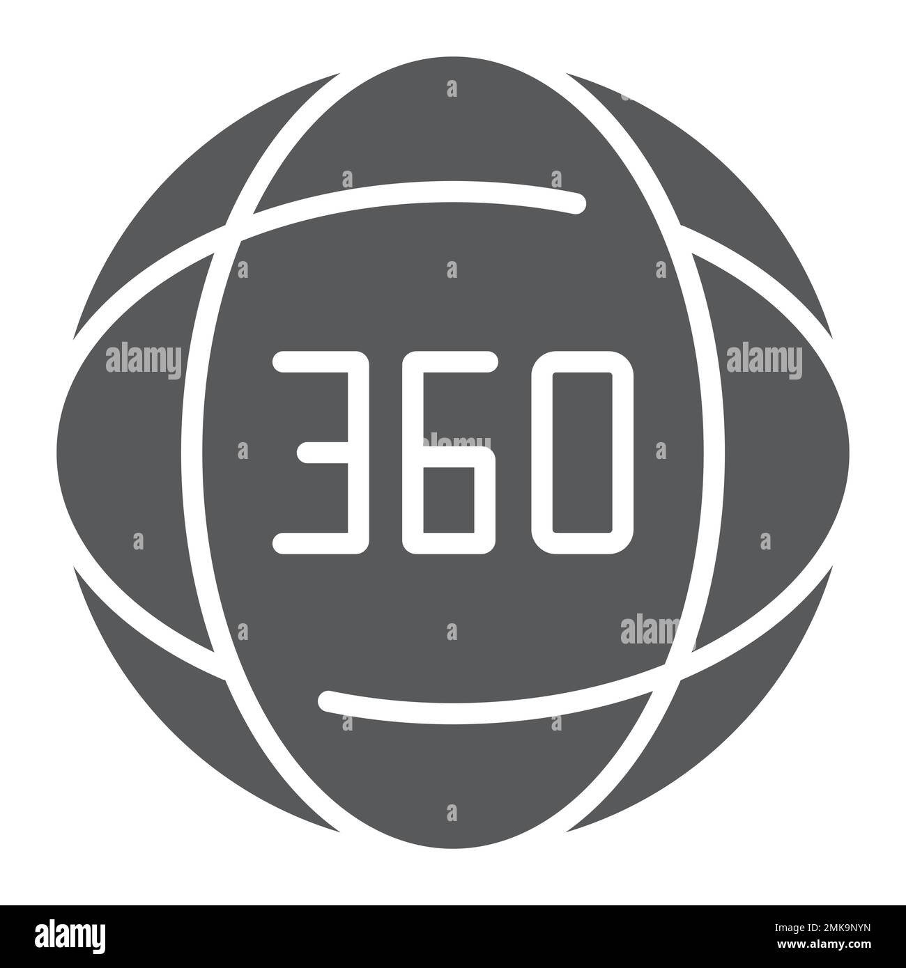 360 degree glyph icon, angle and view, rotate sign, vector graphics, a solid pattern on a white ...