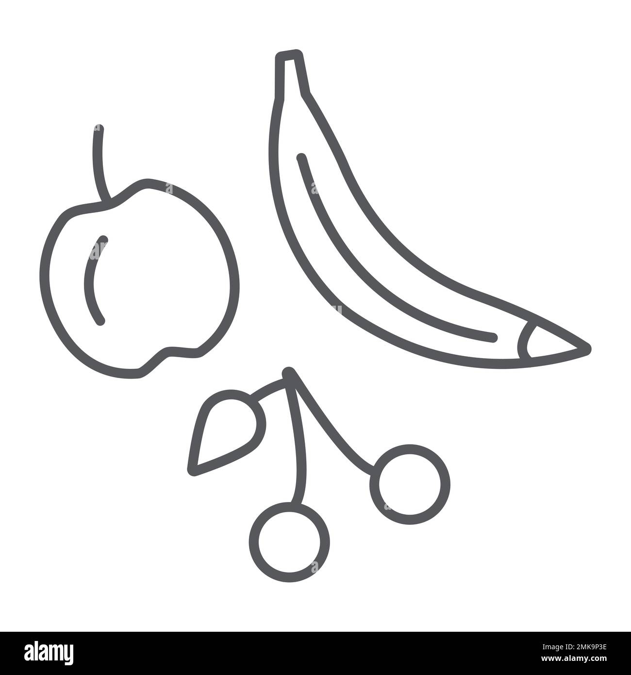 Fruits thin line icon, food and healthy, vitamins sign, vector graphics ...