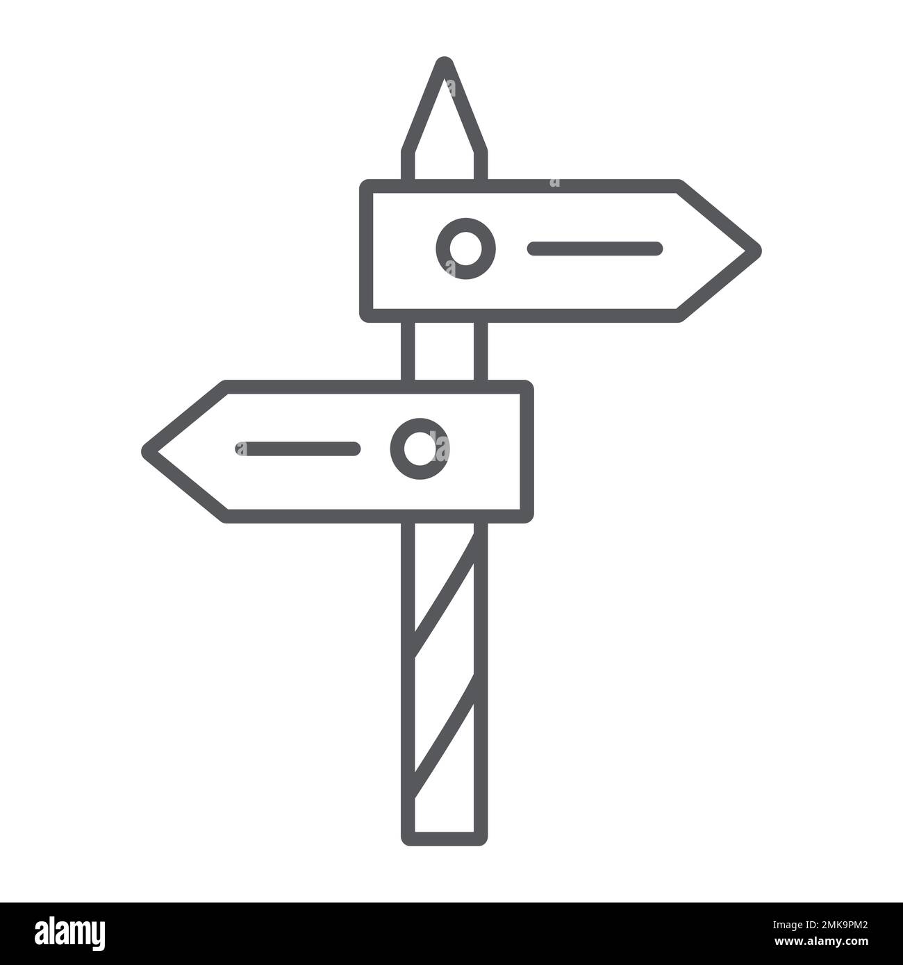 Direction thin line icon, way and guidepost, signpost sign, vector ...